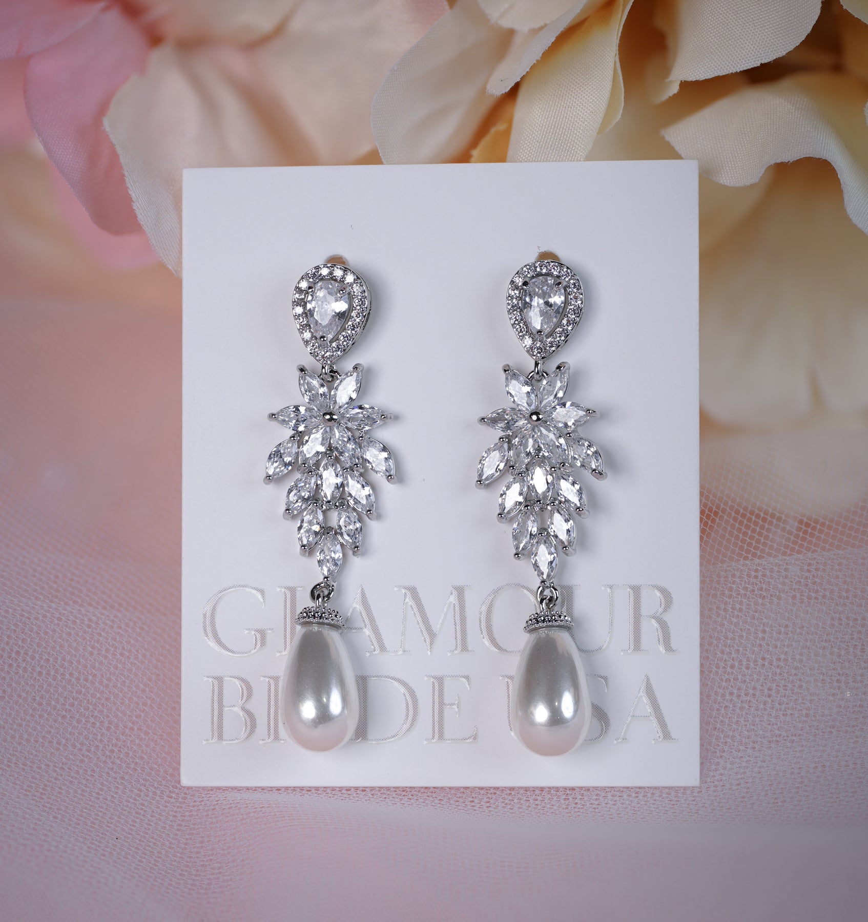 Sophia Pearl Bridal Earrings Glamour Bride Usa