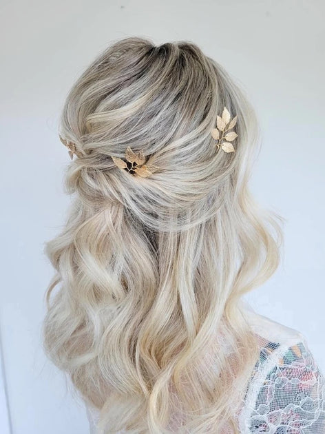 Sara - Gold Leaf hair pins – GLAMOUR BRIDE USA
