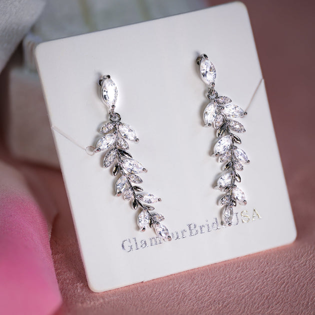 Erika - Gold Crystal Bridal Earrings – GLAMOUR BRIDE USA