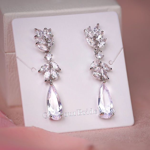 Stephanie - Crystal Bridal Earrings – GLAMOUR BRIDE USA